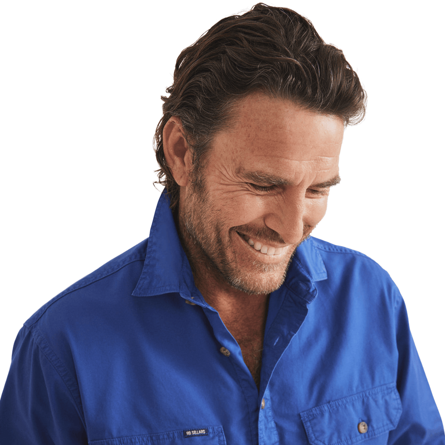 RB Sellars Men's Burton Half Button Mid Weight Work Shirt - Royal