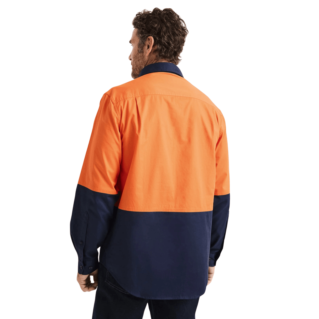 RB Sellars Men's Burton Hi Vis Work Shirt - Orange/Navy